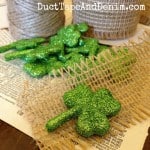 How to Make an Easy Glitter Shamrock Garland with Burlap Ribbon