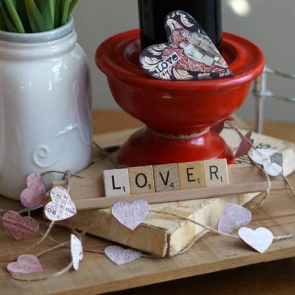 Valentine Scrabble Tiles, Pink & Red Interactive Kitchen Table Centerpiece