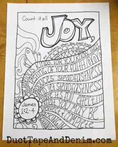 Hand-Drawn Bible Verse Coloring Page, James 1:2-4, FREE Download