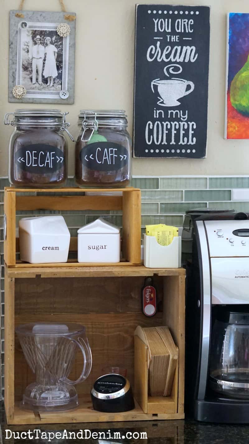 How to Create a Kitchen Coffee Station with Old Crates