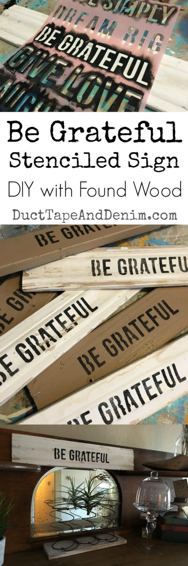 How to Stencil Easy Be Grateful Signs on Old Wood