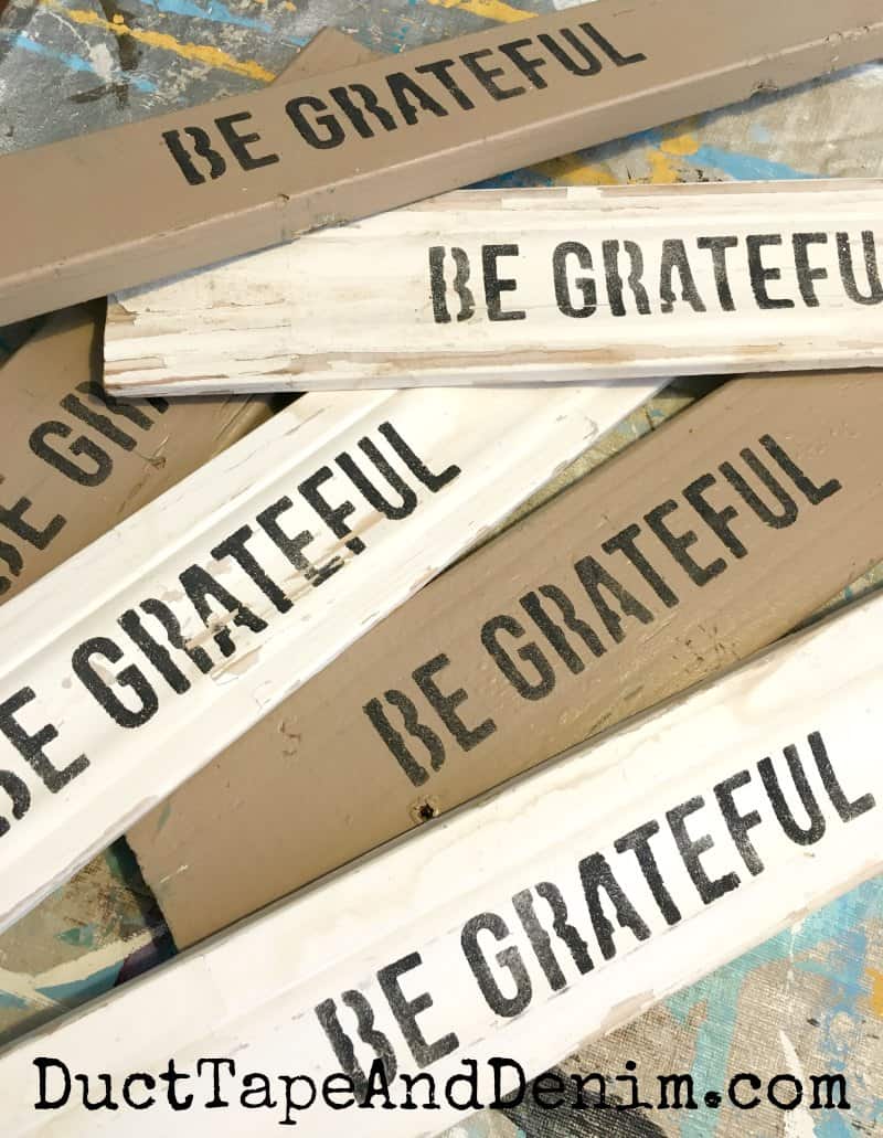 How to Stencil Easy Be Grateful Signs on Old Wood