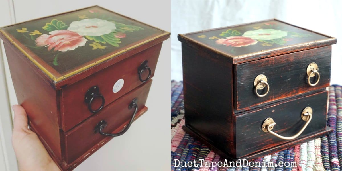 How to Update an Old Floral Box with Paint & Wax {VIDEO}
