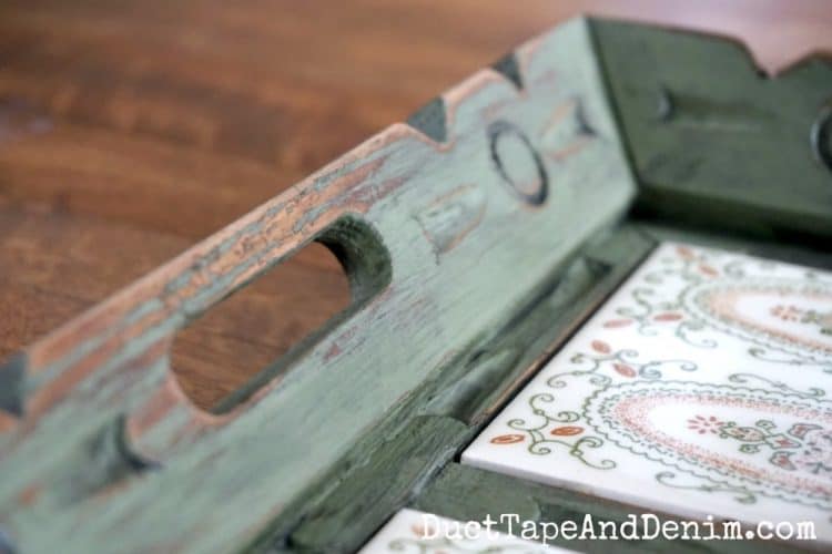 How to Paint an Old Wooden Tray with Tiles