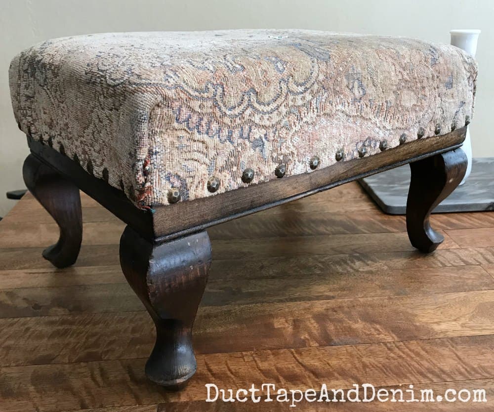 How to Recreate a Faux Metal Paint Finish & a Denim Footstool {VIDEO}