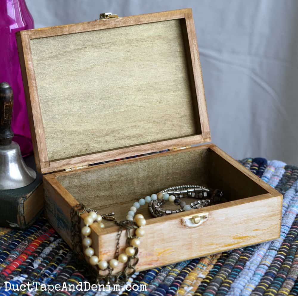 Yellow Boho Painted Jewelry Box Tutorial - Duct Tape and Denim