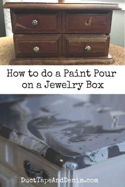 How to Make a Gray Paint Pour Jewelry Box - Duct Tape and Denim