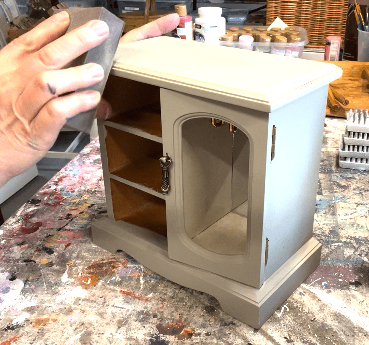 An Easy Thrifted Jewelry Cabinet Makeover - Dried Sage